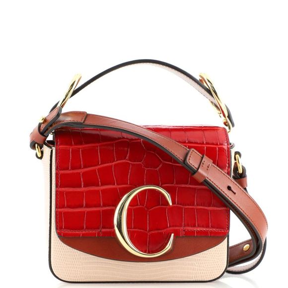 Chloe | Bags | Chloe C Flap Bag Crocodile And Lizard Embossed Leather ...